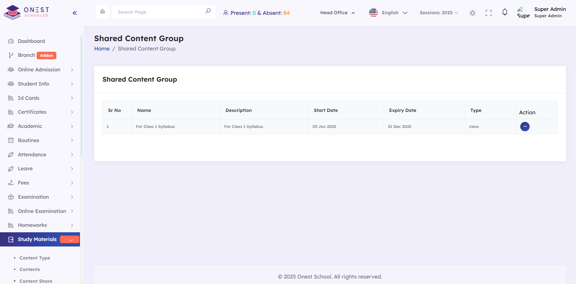 Onest Schooled-Study Material Addon For School Management System by onesttech